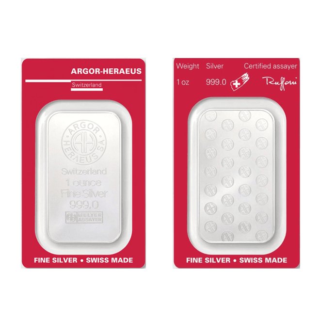 Lingou argint 1 oz Argor-Heraeus 999.0 Elvetia